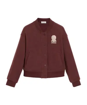 Brunello Cucinelli Cotton Smooth French Terry Bomber-style Sweatshirt With Dazzling Logo
