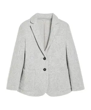 Brunello Cucinelli Lace Flowers Jersey Blazer In Sparkling Virgin Wool And Cashmere - Light Gray