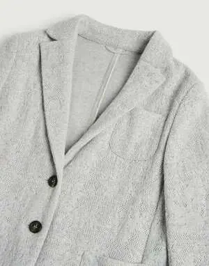 Brunello Cucinelli Lace Flowers Jersey Blazer In Sparkling Virgin Wool And Cashmere