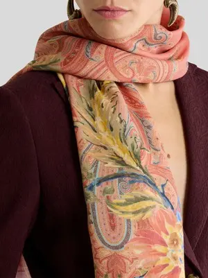 Etro Paisley Floral-print Scarf - Pink