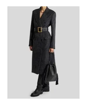 Etro Double-breasted Wool Jacquard Coat With Paisley Motif
