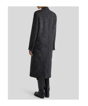 Etro Double-breasted Wool Jacquard Coat With Paisley Motif