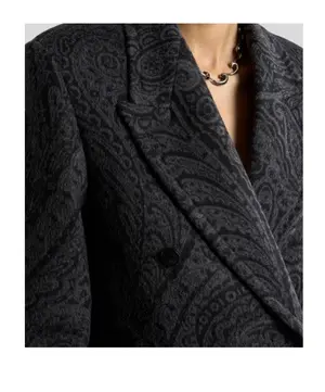 Etro Double-breasted Wool Jacquard Coat With Paisley Motif