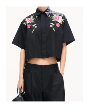 Kenzo Wildflower' Embroidered Short Sleeve Shirt In Cotton Poplin
