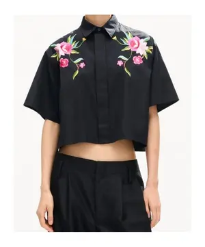 Kenzo Wildflower' Embroidered Short Sleeve Shirt In Cotton Poplin