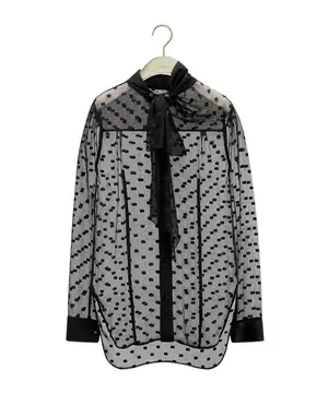 Dior Sheer Blouse With Tied Collar - Black