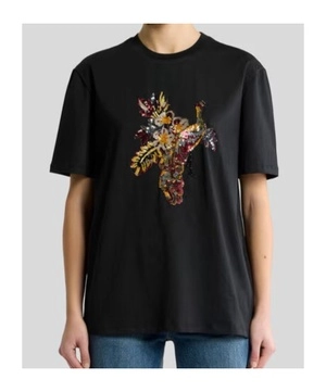 Etro Cotton T-shirt With Peacock Embellishment