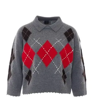 Pinko Argyle-pattern Collared Sweater