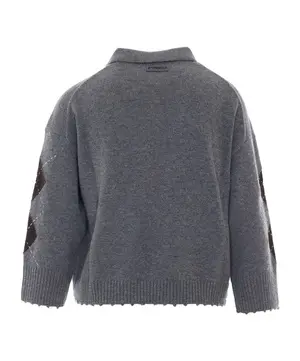 Pinko Argyle-pattern Collared Sweater
