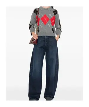 Pinko Argyle-pattern Collared Sweater