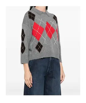 Pinko Argyle-pattern Collared Sweater
