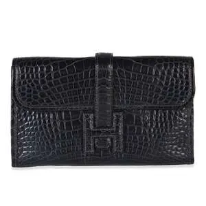 HERMÈS Blue Marine Matte Mississippi Alligator Mini Jige Clutch