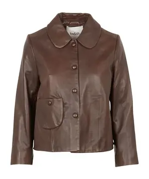 Ba&sh Long-sleeved Leather Jacket - Brown