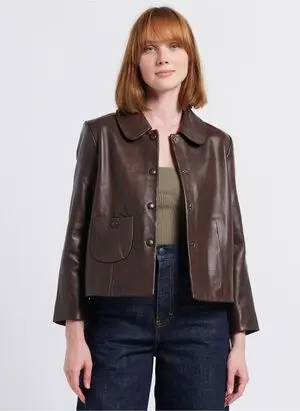 Ba&sh Long-sleeved Leather Jacket