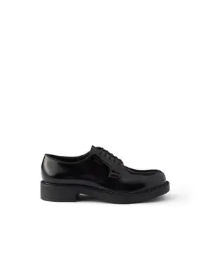 Prada Chocolate Brushed Leather Derby Shoes