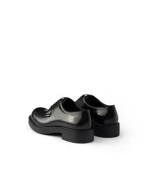 Prada Chocolate Brushed Leather Derby Shoes