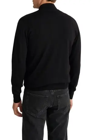 Eton Merino Wool Quarter Zip Sweater - Black