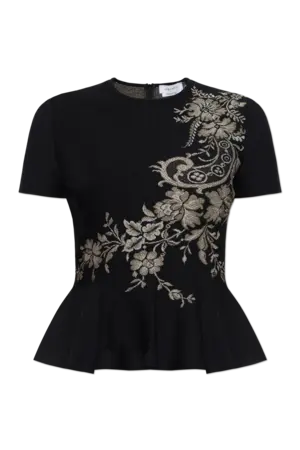 Alexander McQueen Top With A Floral Motif - Black