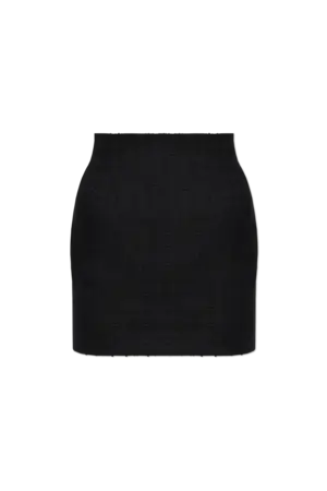 Alexander McQueen Tweed Skirt With Built-in Hip Pads - Black