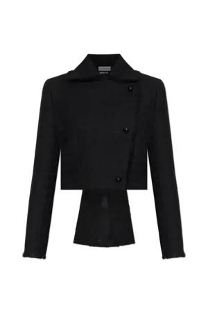Alexander McQueen Asymmetrical Tweed Blazer - Black