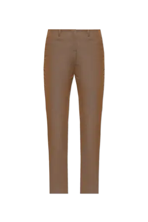 Alexander McQueen Cotton Pleated Trousers - Brown