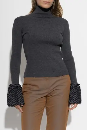 Alexander McQueen Wool Turtleneck With Decorative Sleeves