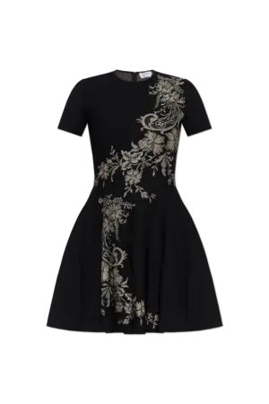 Alexander McQueen Floral Print Dress - Black