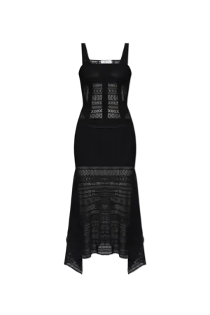 Alexander McQueen Lace Dress With An Asymmetric Cut - Black