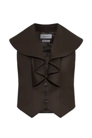 Alexander McQueen Wool Vest With Decorative Collar - Brown