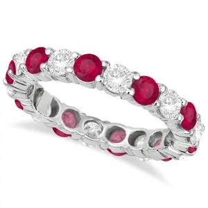 ALLUREZ Eternity Diamond & Gemstone Anniversary Band 14k 3.50ct Ruby/white Gold