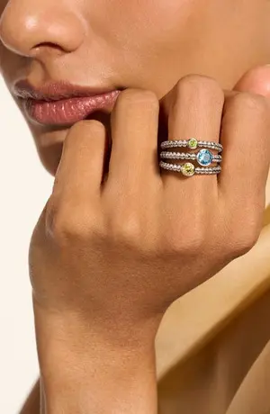 John Hardy Heishi Ring, Sterling Treated Swiss Blue Topaz, Lemon Quartz, Peridot - Silver