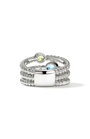 John Hardy Heishi Ring, Sterling Treated Swiss Blue Topaz, Lemon Quartz, Peridot - Silver