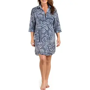 MAXINE OF HOLLYWOOD Island Bohemia Button Down Tunic Cover-up - Indigo