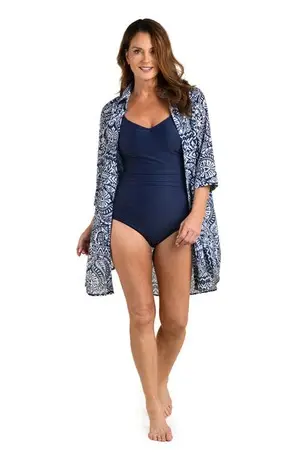 MAXINE OF HOLLYWOOD Island Bohemia Button Down Tunic Cover-up