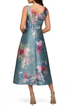 KAY UNGER Hara Floral Print A-line Dress