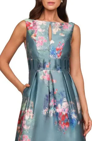 KAY UNGER Hara Floral Print A-line Dress