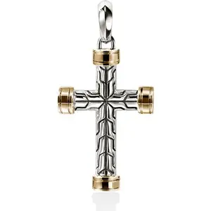 John Hardy Essential 14k Gold & Sterling Cross Pendant - Silver