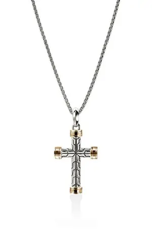 John Hardy Essential 14k Gold & Sterling Cross Pendant