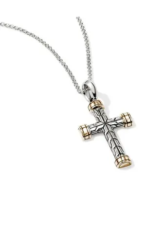 John Hardy Essential 14k Gold & Sterling Cross Pendant