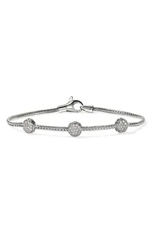 John Hardy Essentials Diamond Pav9 Station Bracelet - Silver