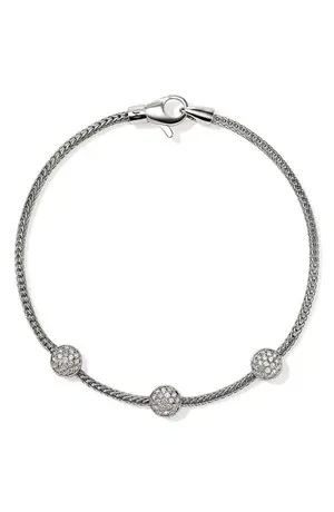 John Hardy Essentials Diamond Pav9 Station Bracelet