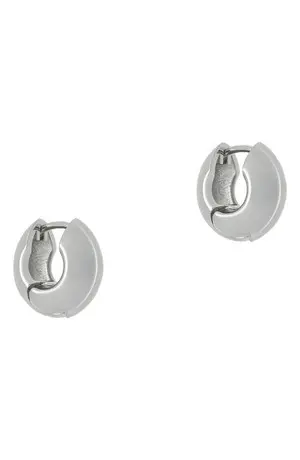 REISS Posie Polished Contour Hinged Huggie Earrings - Silver Tone