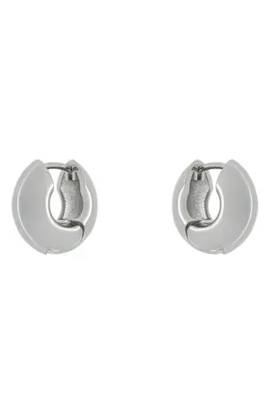 REISS Posie Polished Contour Hinged Huggie Earrings - Silver Tone