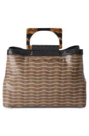 Brahmin Small Denise Croc Embossed Leather Satchel - Brown Multi