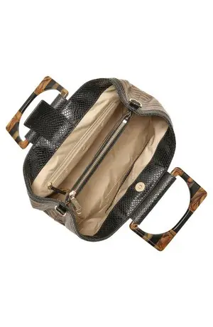 Brahmin Small Denise Croc Embossed Leather Satchel - Brown Multi