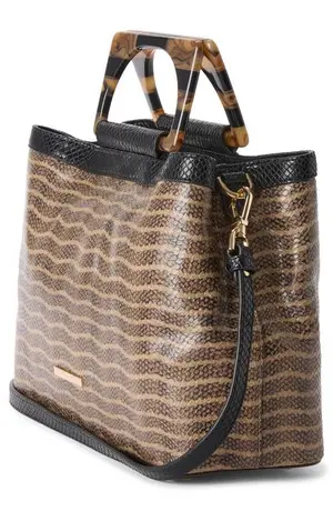 Brahmin Small Denise Croc Embossed Leather Satchel - Brown Multi