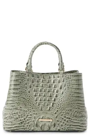 Brahmin Small Denise Croc Embossed Leather Satchel - Softgrass