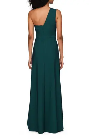 KAY UNGER Ruth One-shoulder Walk-thru Stretch Crepe Jumpsuit