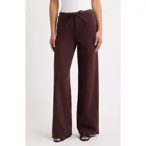 Warp + Weft The Big Easy High Waist Wide Leg Drawstring Jeans - Garnet