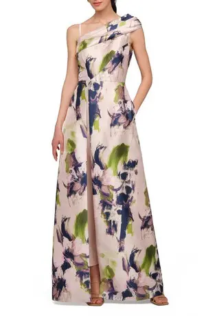 KAY UNGER Whitely Floral Print Maxi Jumpsuit - Champagne Multi